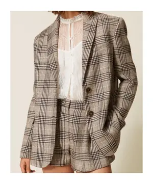 TWINSET Checked Sequin Blazer