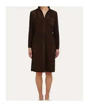 FERRAGAMO Knitted Shirt Dress With Ribbed Trims And Patch Pockets