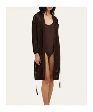 FERRAGAMO Knitted Shirt Dress With Ribbed Trims And Patch Pockets