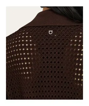 FERRAGAMO Knitted Shirt Dress With Ribbed Trims And Patch Pockets