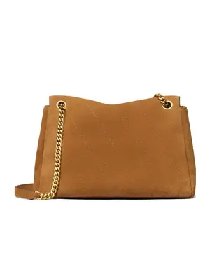 Tory Burch Charlie Quilted Suede Shoulder Bag