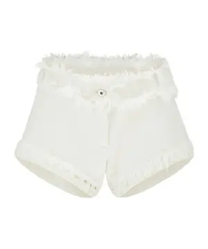 FERRAGAMO Denim Shorts With Frayed Detail - Mascarpone