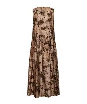 UMA WANG Sleeveless Maxi Dress With Graphic Print - Brown