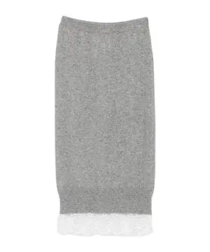 Ermanno Scervino Lace-trim Knitted Midi Skirt - Grey