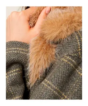 TWINSET Double-breasted Plaid Wool Coat