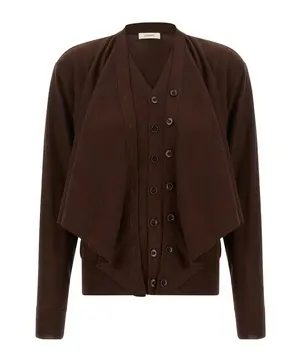 LEMAIRE Trompe L'oeil' Effect Cardigan - Dark Brown