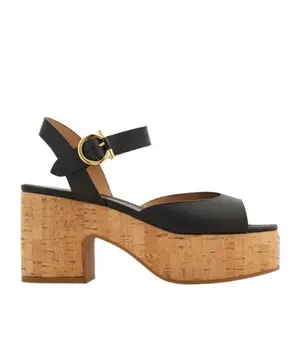 FERRAGAMO Platform Sandal - Black