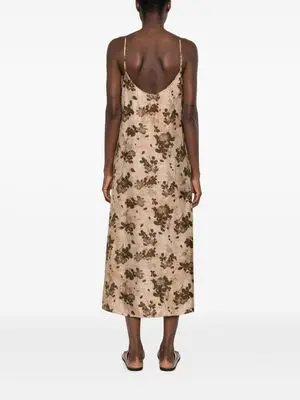 UMA WANG Sleeveless Dress With Spaghetti Straps - Brown