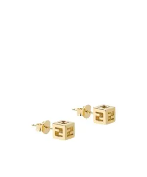 Fendi Finish Ff Logo Cube Stud Earrings - Gold