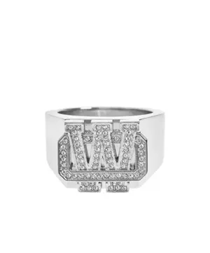 Off-White Embellished W Design Ring - No