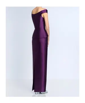 Solace Pieta Off-shoulder Peplum-waist Maxi Dress