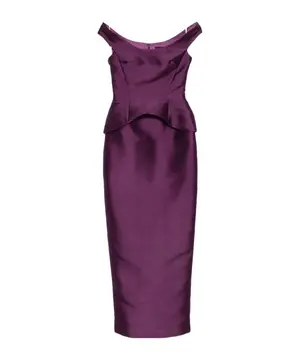 Solace Pieta Off-shoulder Peplum-waist Maxi Dress - Purple-red