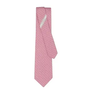 FERRAGAMO Gancini Links Print Silk Neck Tie
