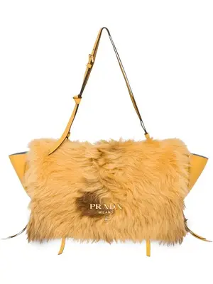 Prada Shearling Detail Bag - Brown