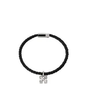 Off-White Braided Leather Arrows Bracelet - Silver