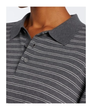 NILI LOTAN Striped Cotton Jersey Polo Shirt - Grey