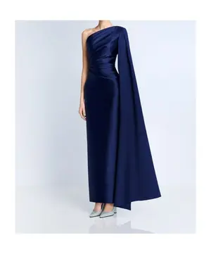 Solace One-shoulder Maxi Dress With Asymmetric Waist Pleats