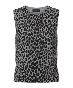 NILI LOTAN Nessa Leopard-print Cashmere Top - Grey