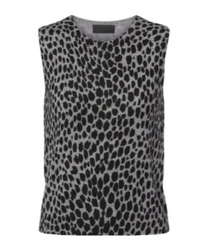 NILI LOTAN Nessa Leopard-print Cashmere Top - Grey