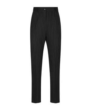 Dolce & Gabbana Tailored Pinstripe Wool Pants - Black