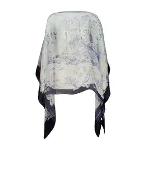 FERRAGAMO Floral Pattern Shawl - Blue