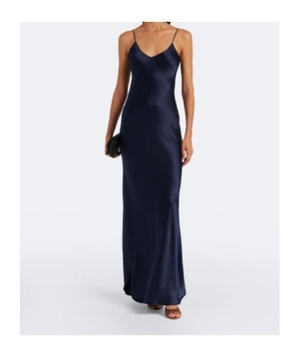 NILI LOTAN Cami Silk Satin Slip Dress - Blue