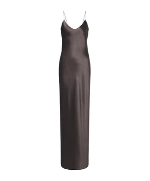 NILI LOTAN Silk Satin Cami Slip Dress - Grey