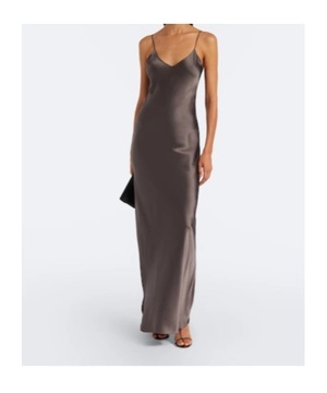 NILI LOTAN Silk Satin Cami Slip Dress - Grey