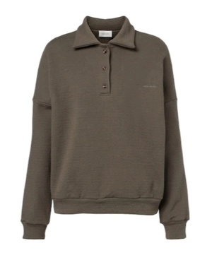 Magda Butrym Cotton-blend Fleece Polo Sweater - Grey