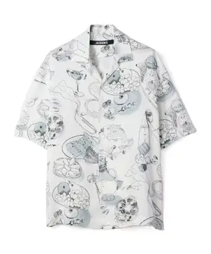 Jacquemus Printed Short-sleeve Shirt - Off-white/black