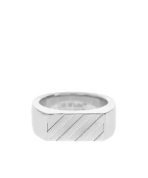 Off-White Silver Tone Logo Ring