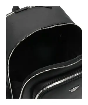 Emporio Armani Backpack With A Metallic Logo And Silver-tone Zips