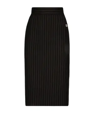 Dolce & Gabbana Virgin Wool-blend Pinstripe Midi Skirt