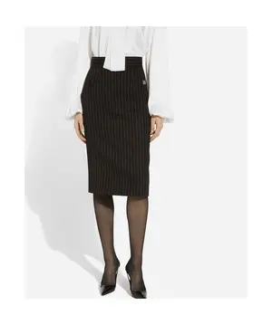 Dolce & Gabbana Virgin Wool-blend Pinstripe Midi Skirt