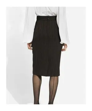 Dolce & Gabbana Virgin Wool-blend Pinstripe Midi Skirt