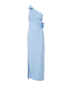 Coperni Asymmetrical Knit Gown With Floral Appliqués