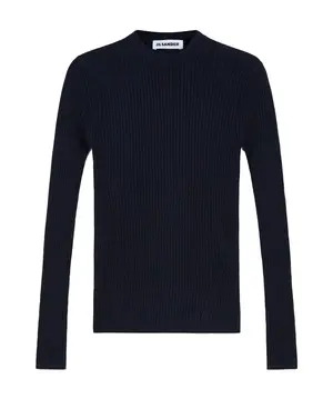 JIL SANDER Long-sleeved Knitted Sweater - Blue