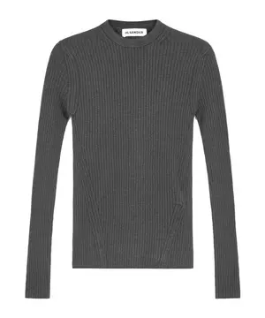 JIL SANDER Long-sleeved Knitted Sweater - Grey