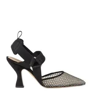 Fendi Colibri Mesh And Suede High-heeled Slingbacks