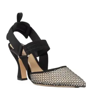 Fendi Colibri Mesh And Suede High-heeled Slingbacks