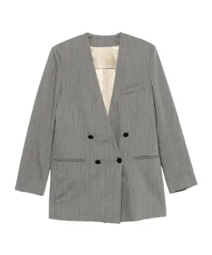 Alberta Ferretti Pinstriped Double-breasted Blazer - Grey