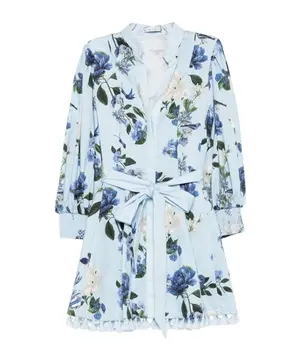 ALICEOLIVIA Alice + Olivia Floral Print Puff Sleeve Mini Shirt Dress