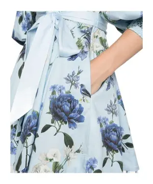 ALICEOLIVIA Alice + Olivia Floral Print Puff Sleeve Mini Shirt Dress