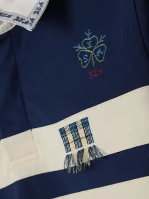 Sea Striped Cropped Rugby Polo Shirt