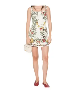ALICEOLIVIA Floral-print Square-neck Mini Dress