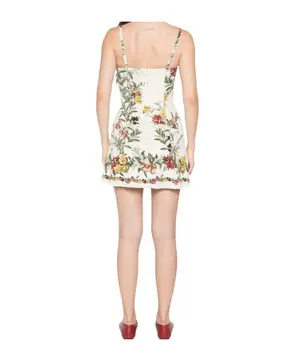 ALICEOLIVIA Floral-print Square-neck Mini Dress