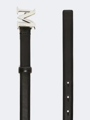 Max Mara Leather Belt With Letter Pattern Buckle