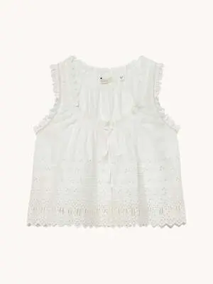 DÔEN Toussine Eyelet Cotton Top - Salt