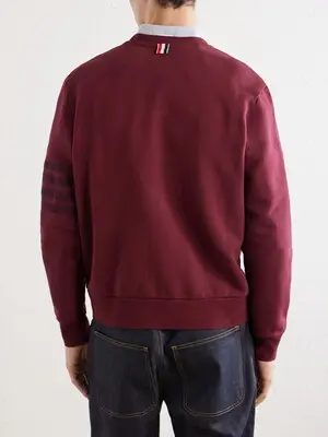 Thom Browne 4-bar Stripe Cotton French Terry Sweatshirt - Burgundy