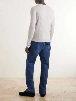 WALES BONNER Nile Ribbed Wool Henley T-shirt
